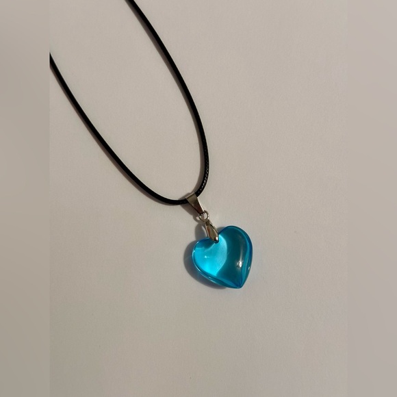 Handmade | Jewelry | Blue Glass Crystal Heart Pendant Necklace | Poshmark